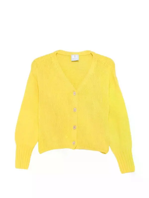 Incentive! Cashmere V-neck Cashmere Button Cardigan - Yellow
