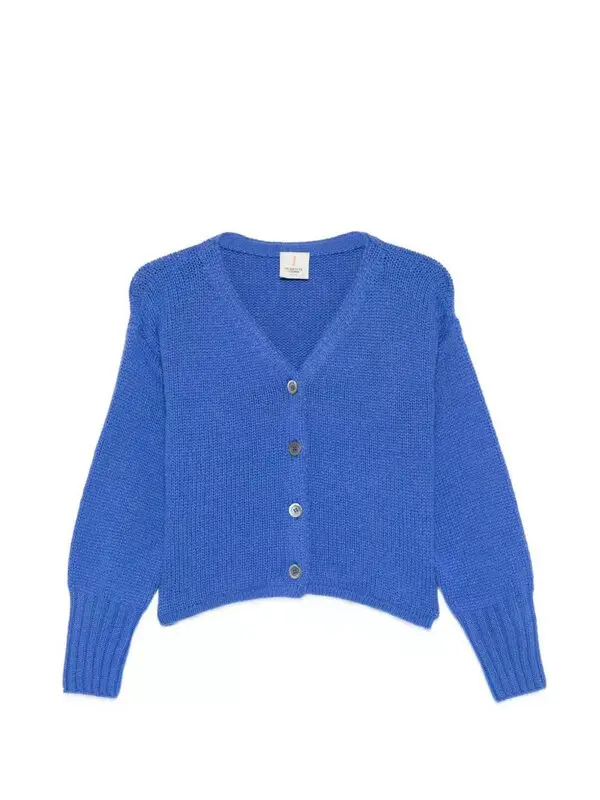 Incentive! Cashmere Buttoned V-neck Cashmere Cardigan - Blue