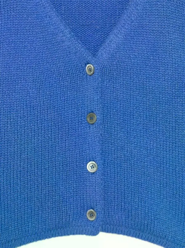 Incentive! Cashmere Buttoned V-neck Cashmere Cardigan - Blue