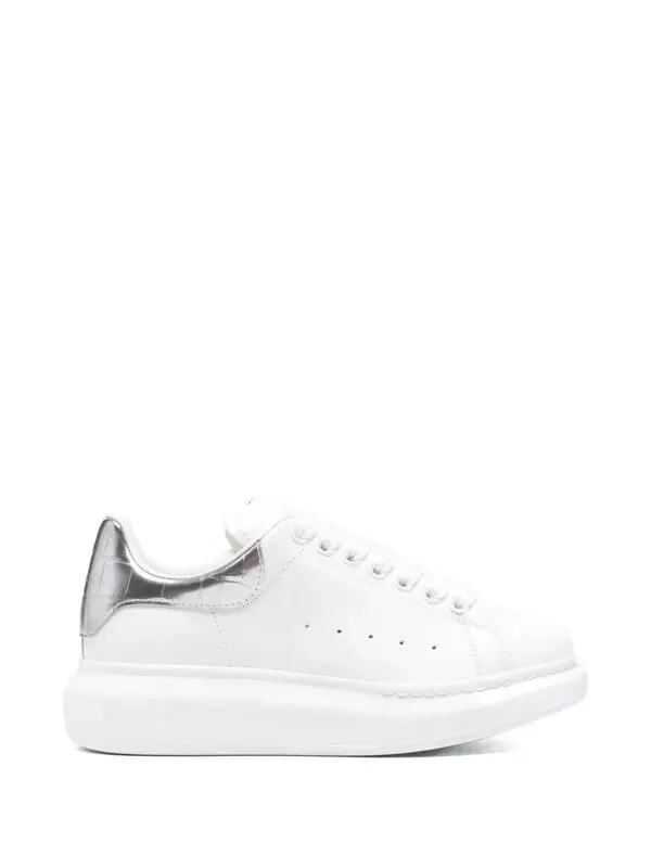 Alexander McQueen Crocodile-effect-heel-counter Leather Sneakers - White