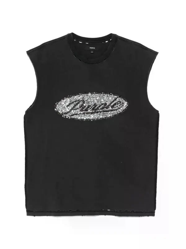 PURPLE BRAND Sequin-embellished Textured Tank Top