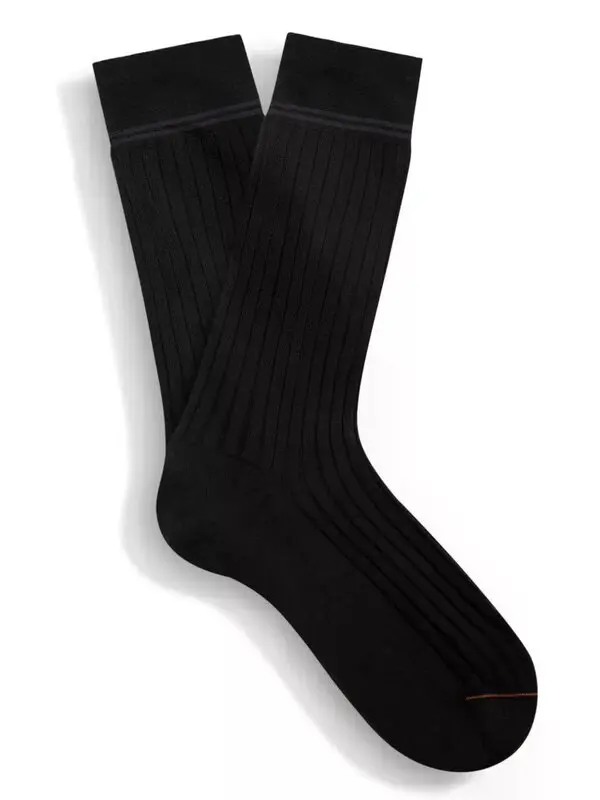 Zegna Cotton Calf-length Socks - Black