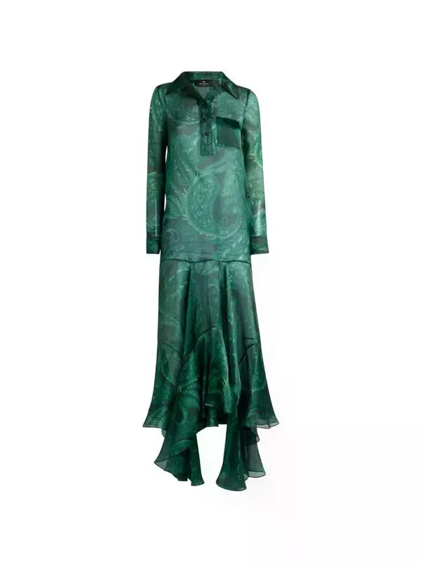 Etro Paisley Ruffled Dress - Green