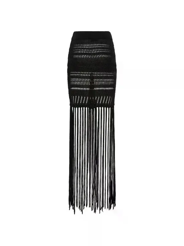 LANEUS Knitted Fringe Maxi Skirt