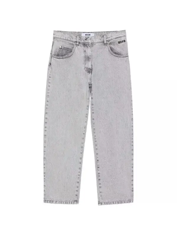 MSGM Logo-embroidered Tapered Jeans - Grey