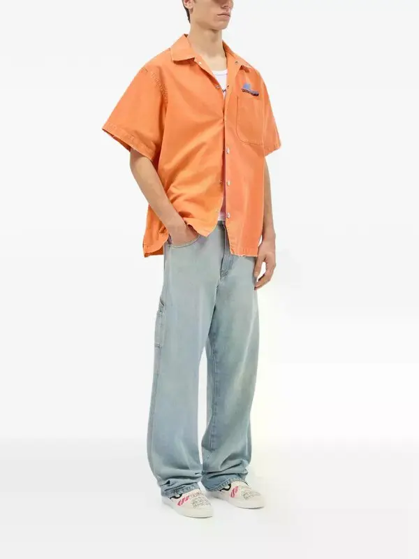 MSGM Button Frayed Shirt - Orange