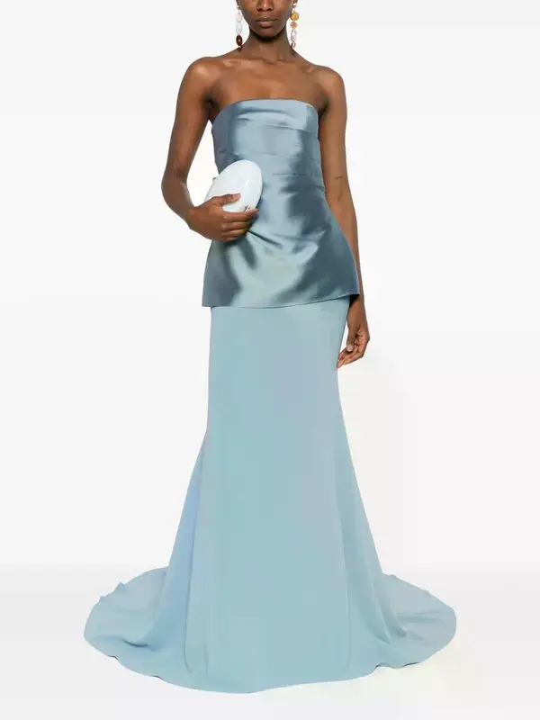 Solace London Alia Strapless Maxi Dress - Blue
