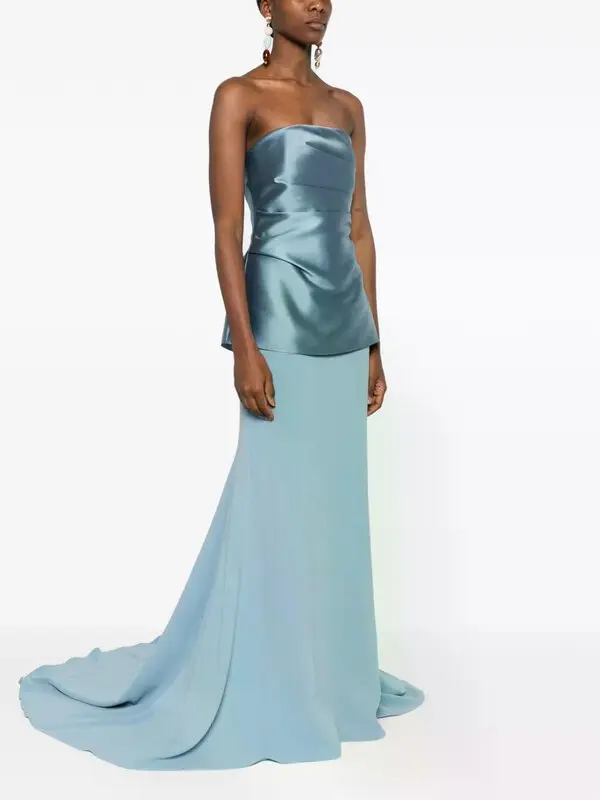 Solace London Alia Strapless Maxi Dress - Blue