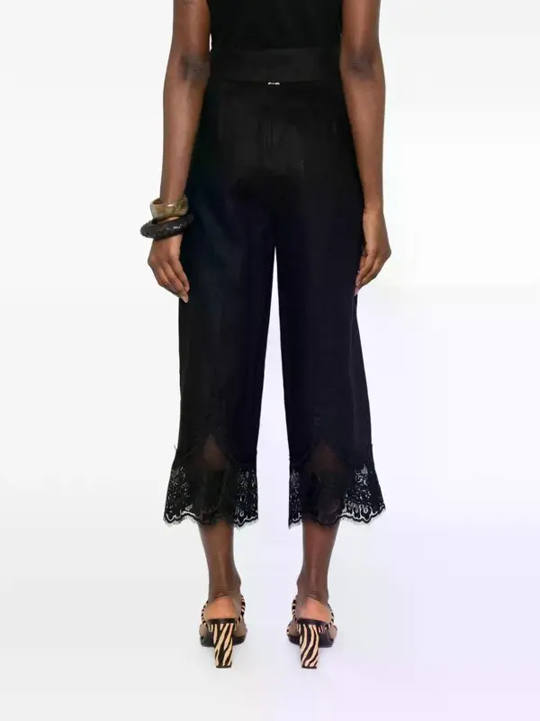 TWINSET Cropped Trousers With Lace Detail - Black