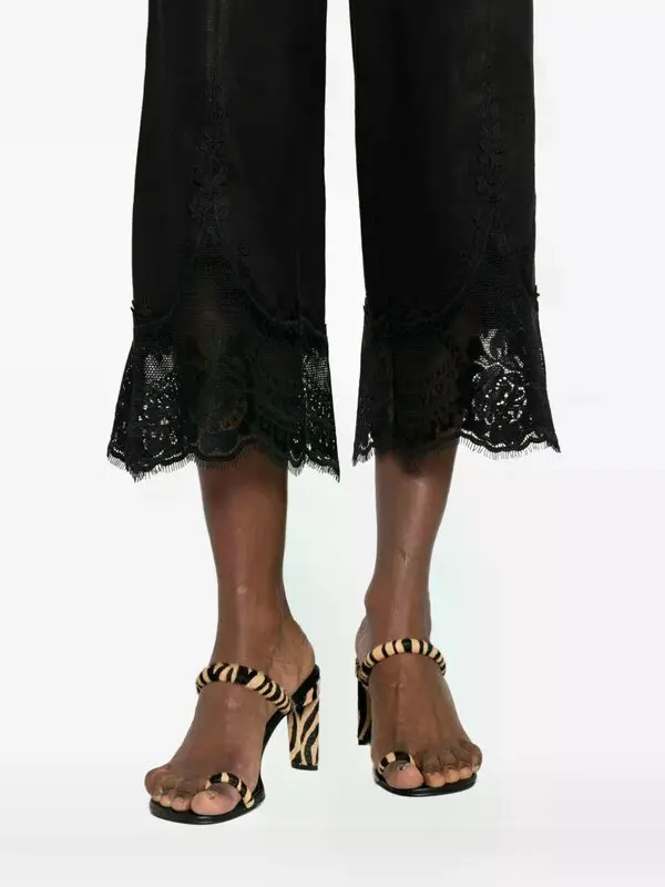 TWINSET Cropped Trousers With Lace Detail - Black