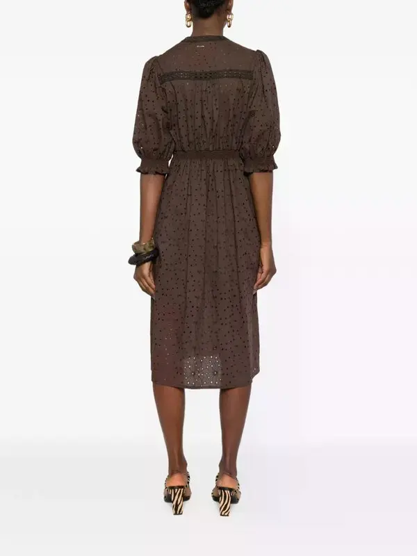 TWINSET Puff-sleeve Midi Dress - Brown