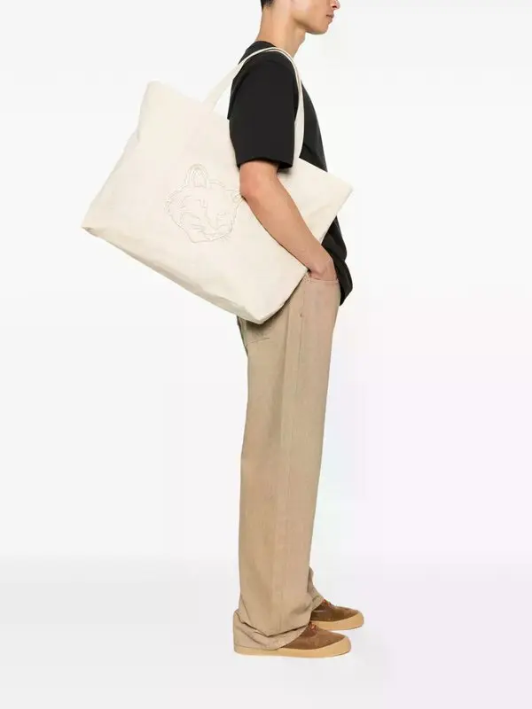 Maison Kitsuné Fox-logo Tote Bag - Neutrals