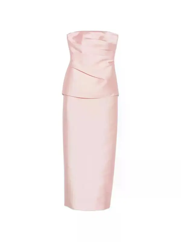 Solace London Lucille Draped Strapless Maxi Dress - Pink