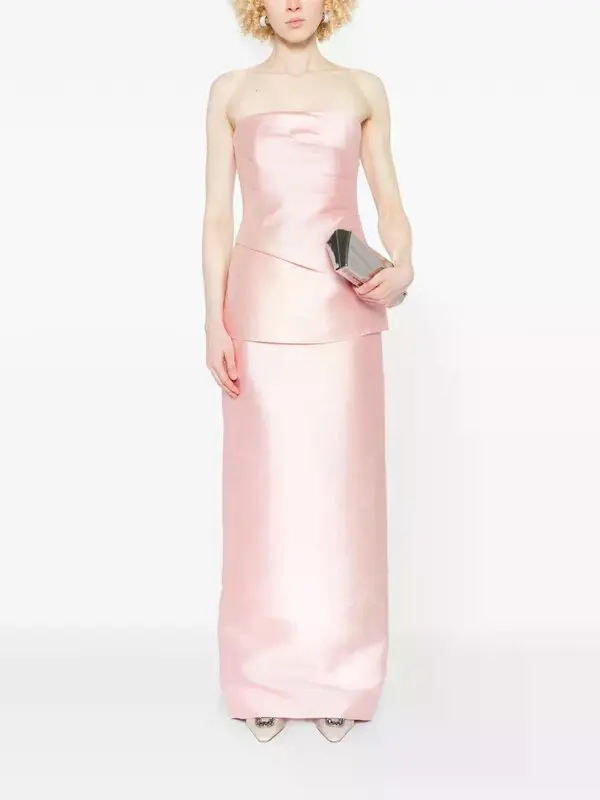 Solace London Lucille Draped Strapless Maxi Dress - Pink