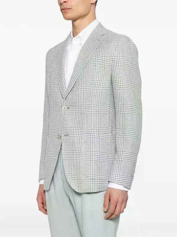 Eleventy Checked Single-breasted Blazer - Blue