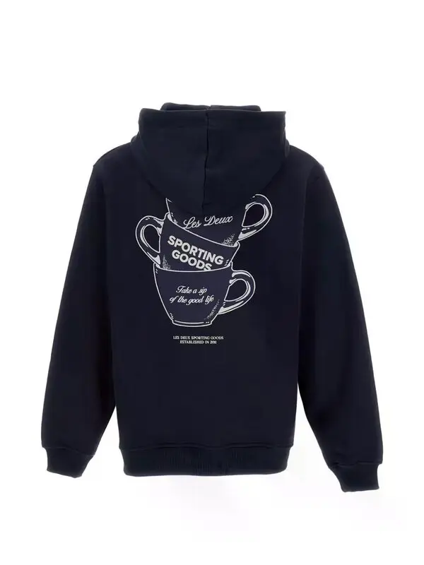 LES DEUX Graphic-print Hoodie - Blue