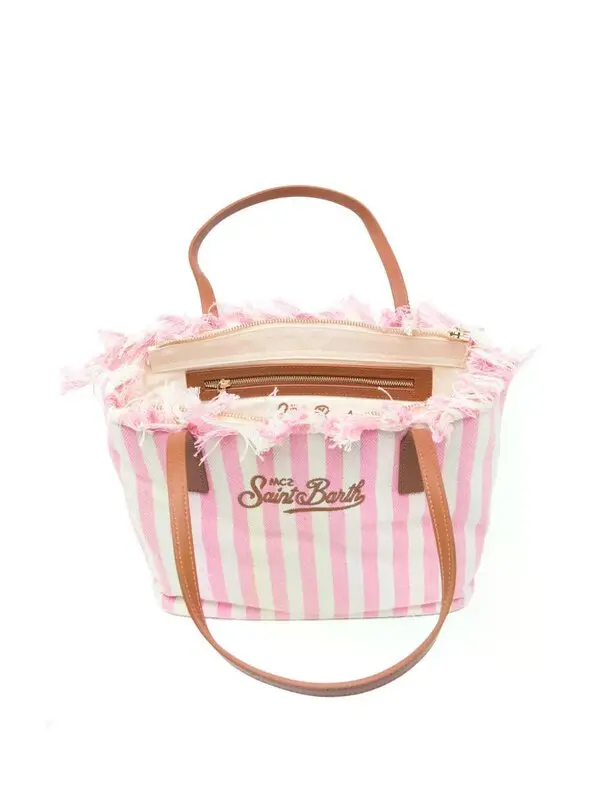 MC2 SAINT BARTH Striped Fringed Beach Bag - Pink