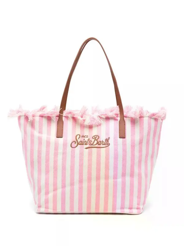 MC2 SAINT BARTH Striped Beach Bag - White