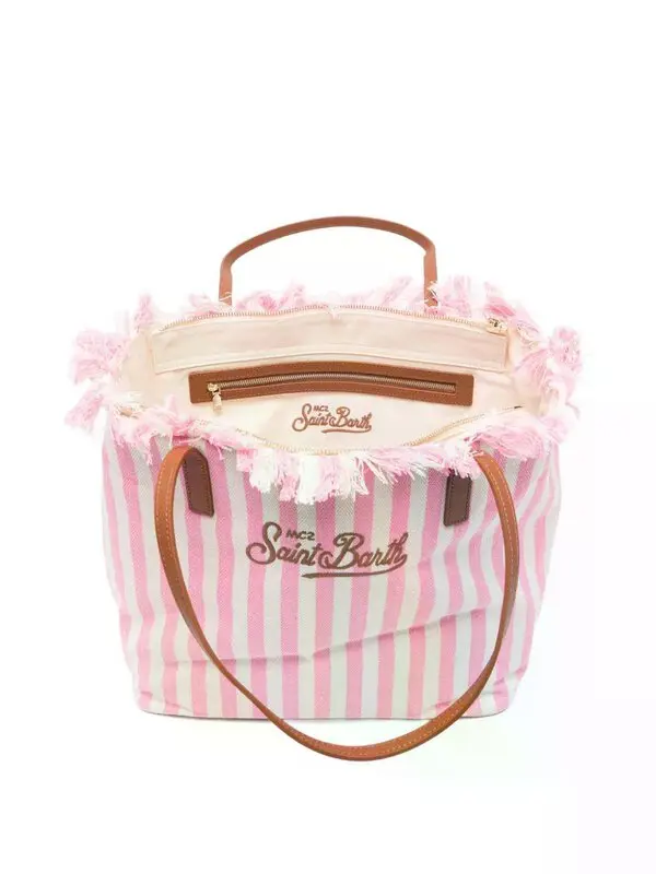 MC2 SAINT BARTH Striped Beach Bag - White