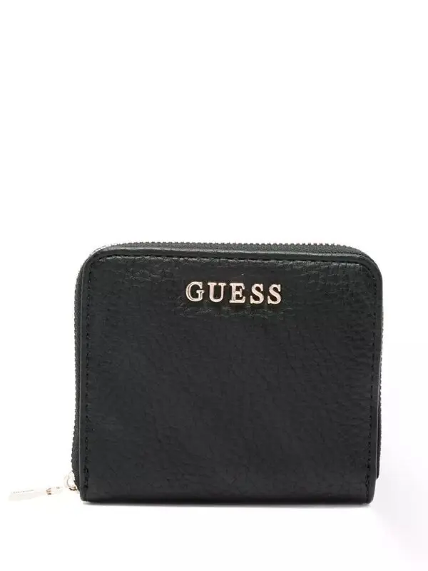 Guess Logo-plaque Zipped Wallet - Black