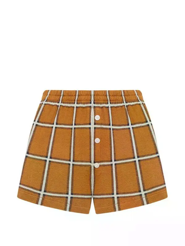 Guest In Residence Plaid Button Shorts - Brown
