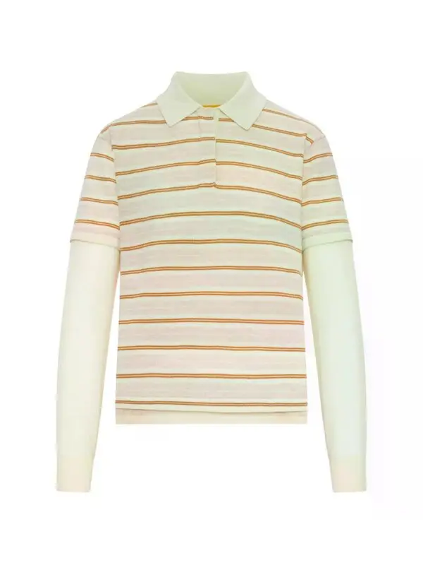 Guest In Residence Striped Collared Polo Top