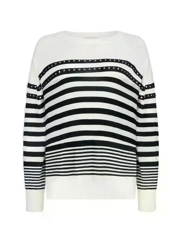 Liu Jo Striped Embellished Sweater - White