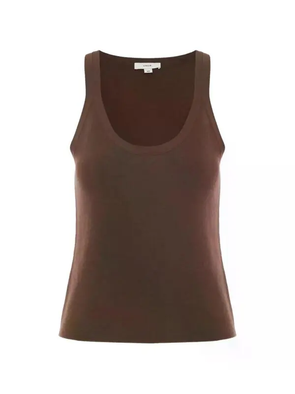 Vince Scoop-neck Ribbed Tank Top - Brown