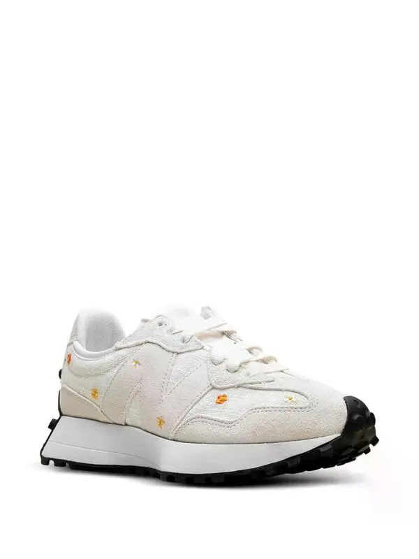 NEW BALANCE 327 Floral-embroidered Sneakers - White