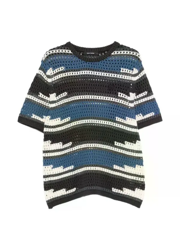 DAILY PAPER Striped Open-knit T-shirt