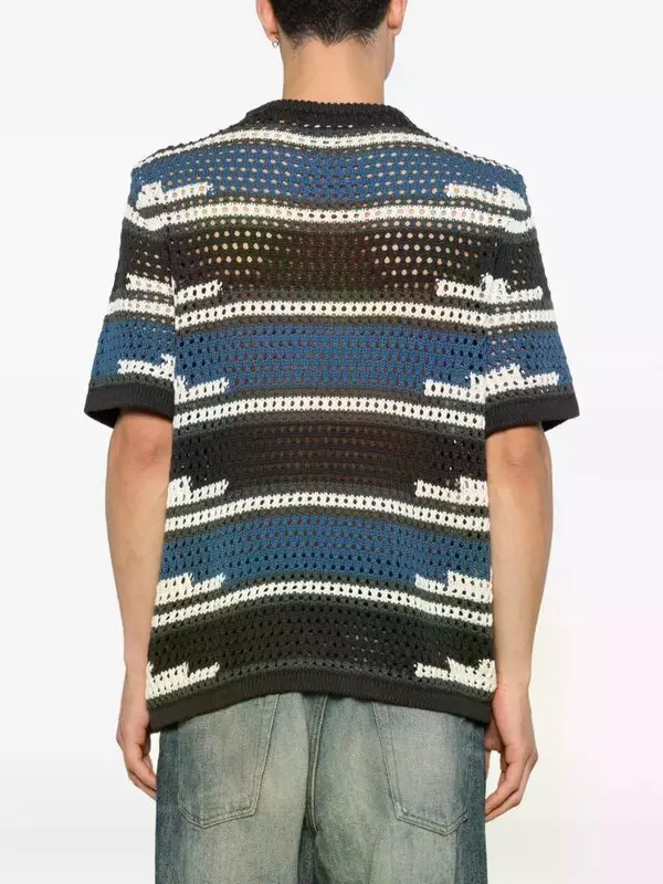 DAILY PAPER Striped Open-knit T-shirt