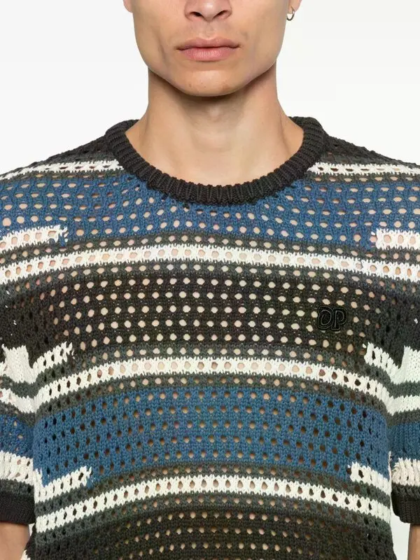 DAILY PAPER Striped Open-knit T-shirt