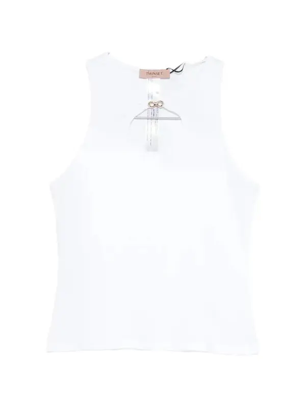 TWINSET Cut-out Embellished Top - White