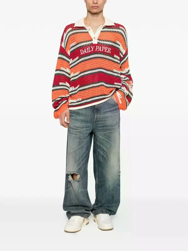 DAILY PAPER Open-knit Striped Sweater