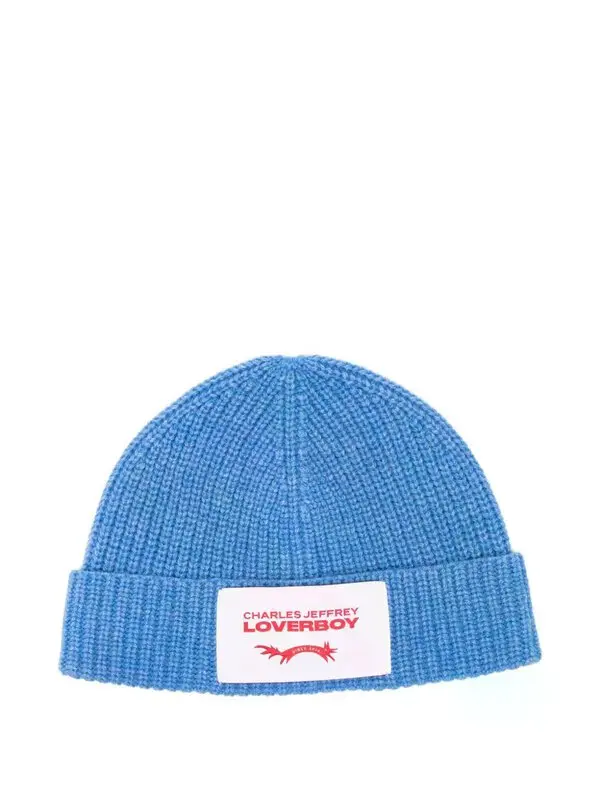 CHARLES JEFFREY Chunky Rib Beanie - Blue