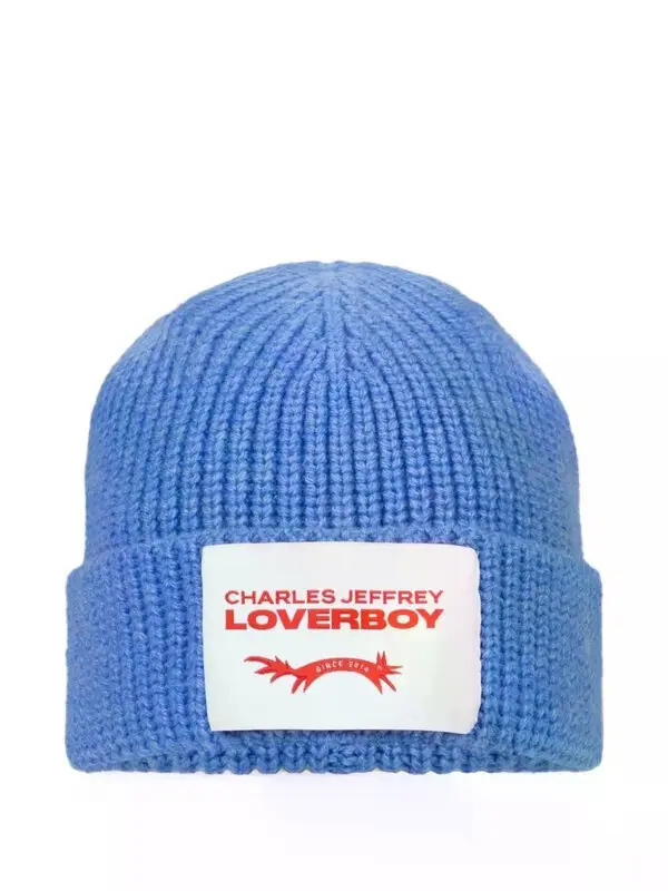 CHARLES JEFFREY Chunky Rib Beanie - Blue