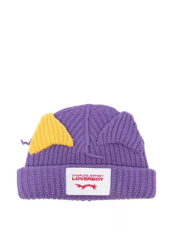 CHARLES JEFFREY Chunky Ears Logo-patch Beanie Hat - Purple