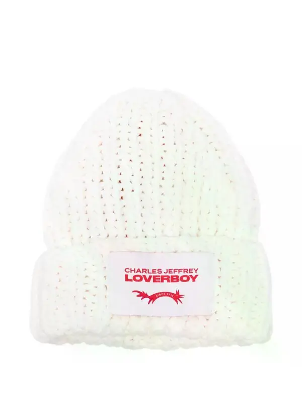 CHARLES JEFFREY Chubby Logo-patch Beanie Hat - White