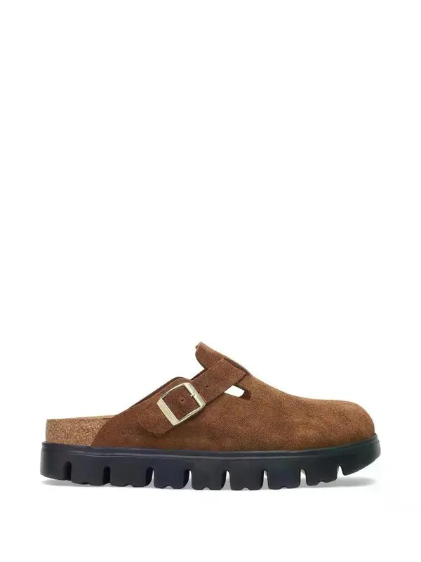 BIRKENSTOCK Boston Chunky Suede Leather Slippers - Brown