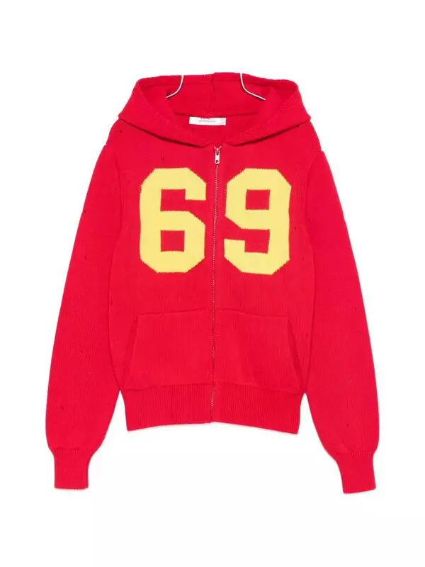 Gimaguas Number Hooded Cardigan - Red