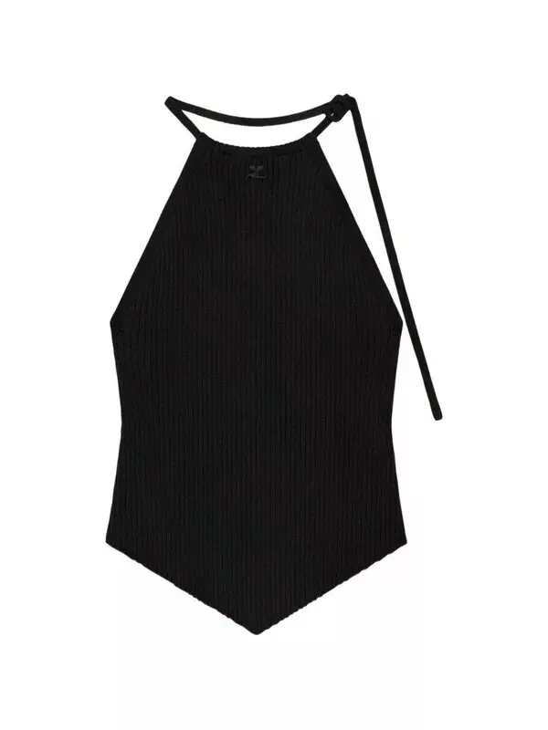 COURREGES Ribbed-knit Top - Black