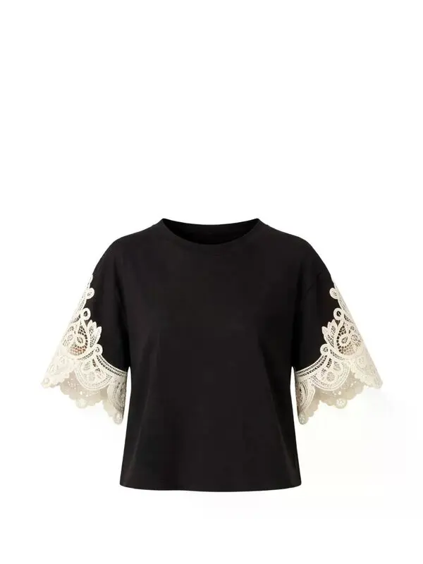 TWINSET Lace-detail T-shirt - Black