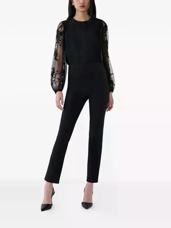 Carolina Herrera Embroidered Puff-sleeve Top