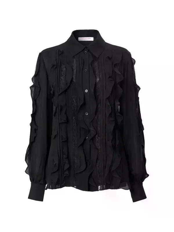 Carolina Herrera Ruffled Georgette Blouse - Black