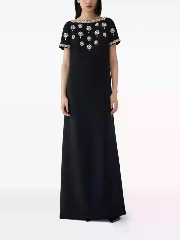 Carolina Herrera Medallion-embroidered Gown With Bows - Black