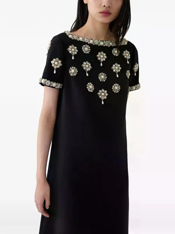 Carolina Herrera Medallion-embroidered Gown With Bows - Black