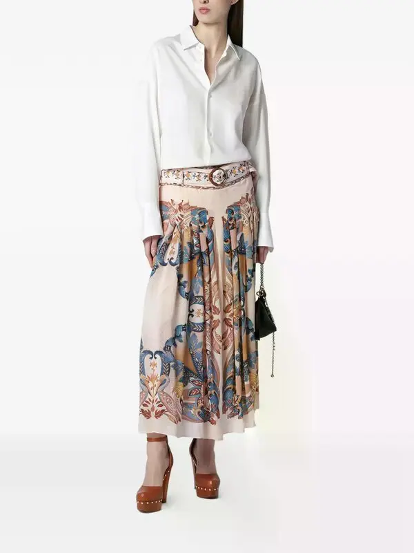Farm Rio Floral Midi Skirt With Belt