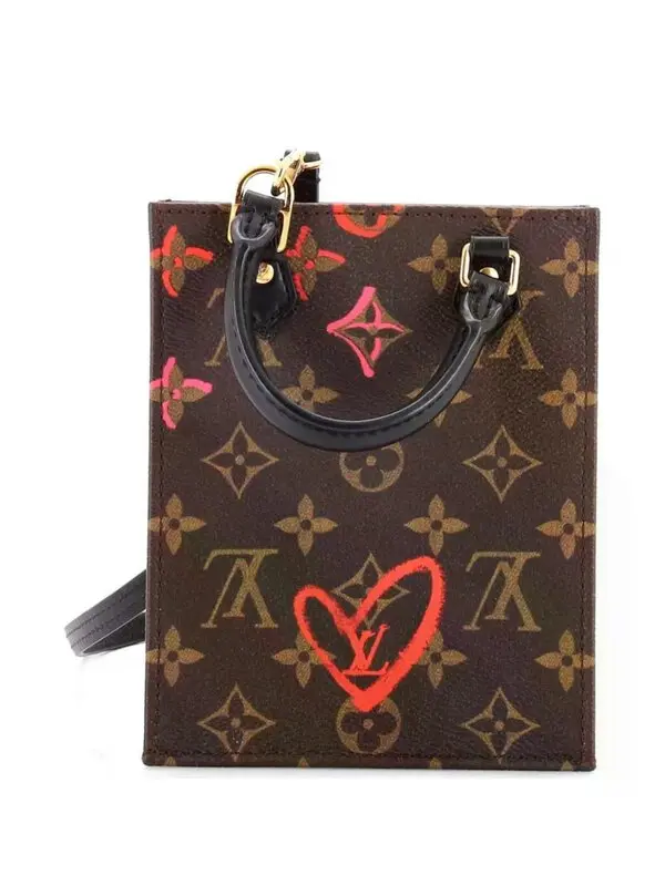 LOUIS VUITTON Petit Sac Plat Bag Limited Edition Fall In Love Monogram Canvas - Black