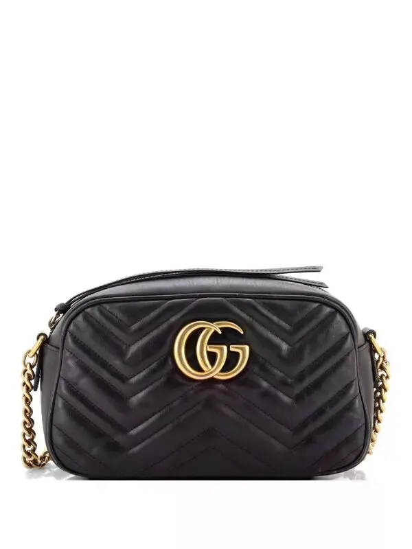 Gucci Gg Marmont Shoulder Bag Matelasse Leather Small Crossbody Bag - Black