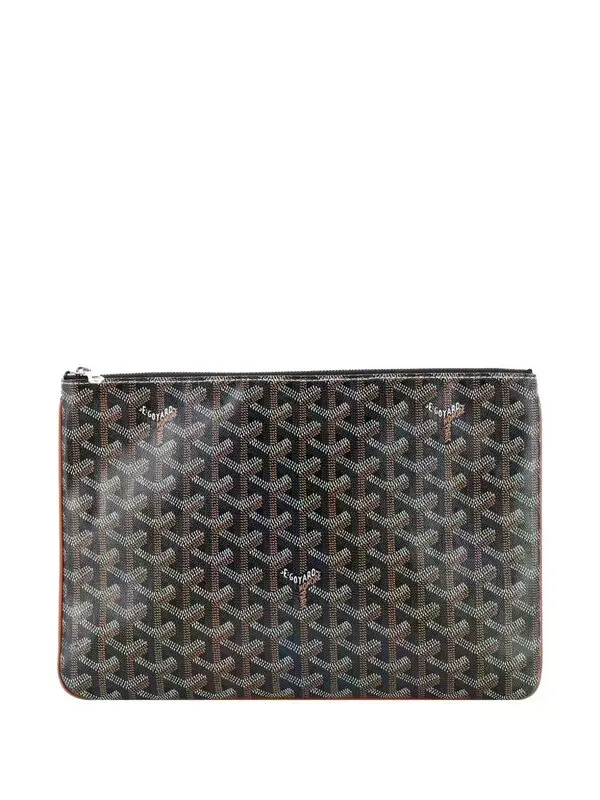 Goyard Senat Zip Coated Canvas Mm Pouch - Black